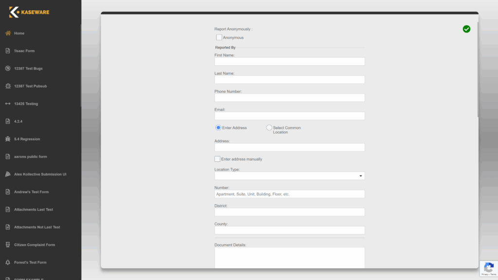 Public Portal for Investigative Reporting | Kaseware