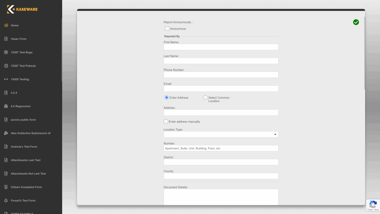 Public Portal for Investigative Reporting | Kaseware